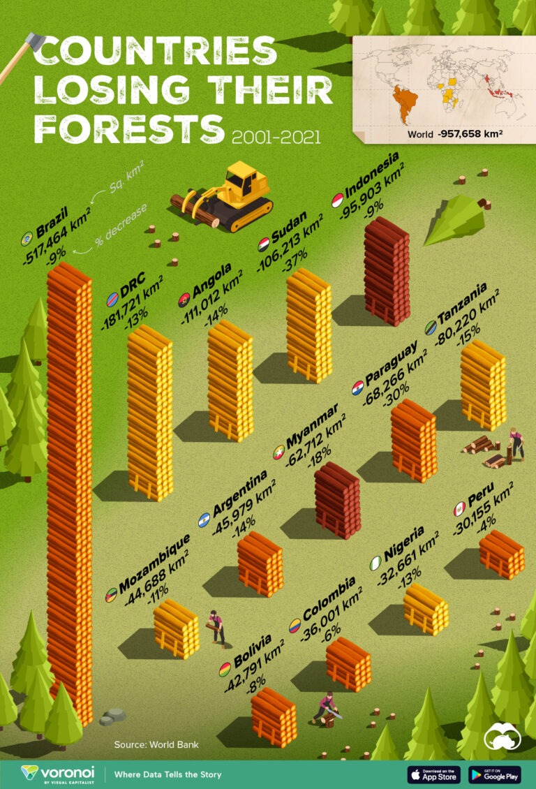 Ranked: Top Countries by Total Forest Loss Since 2001 – Visual Capitalist Licensing