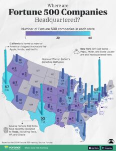 Map: The Number of Fortune 500 Companies in Each U.S. State – Visual Capitalist Licensing
