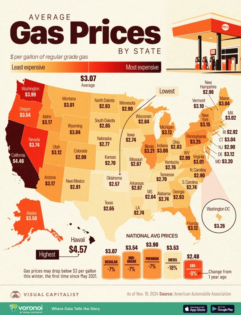 Mapped: The Gas Price in Every U.S. State – Visual Capitalist Licensing