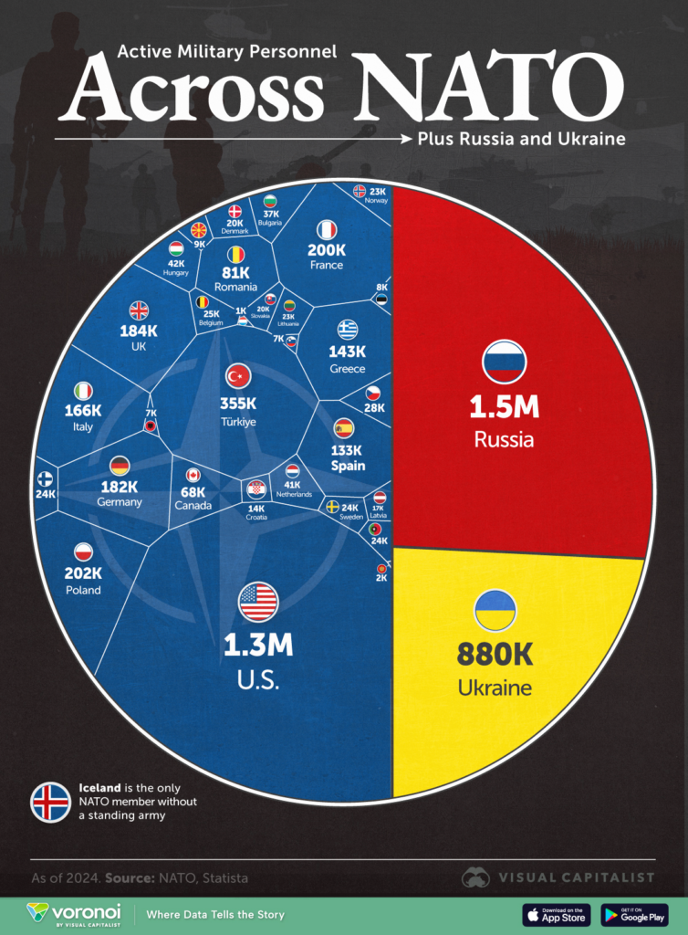 Infographic: Army Sizes of NATO, Russia, and Ukraine – Visual Capitalist Licensing