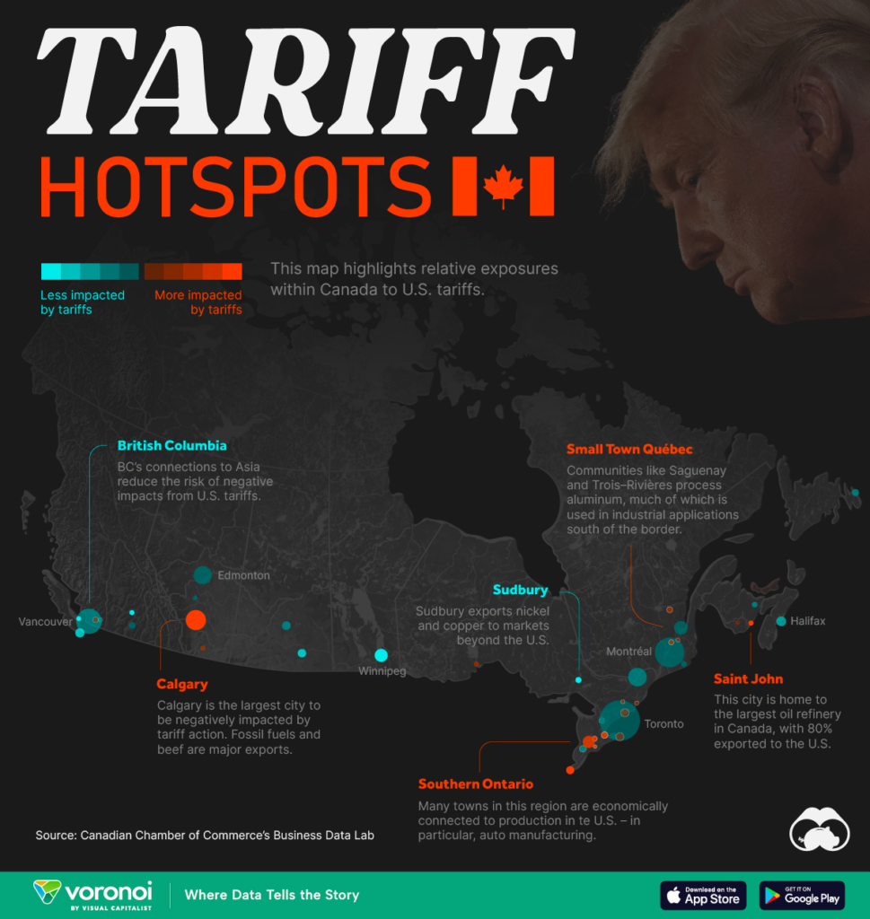 How Exposed are Canadian Cities to Tariff Risk? – Visual Capitalist Licensing