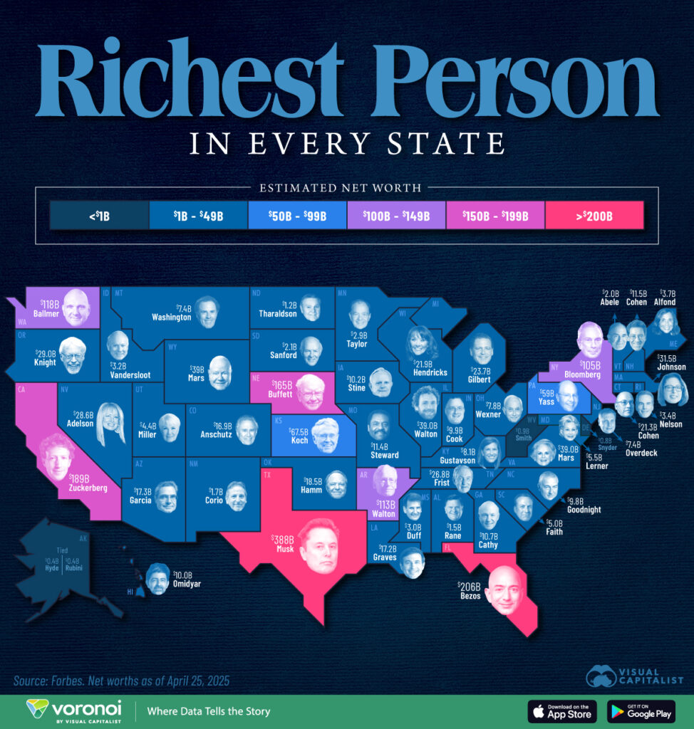Mapped: The Richest Person in Every U.S. State – Visual Capitalist Licensing