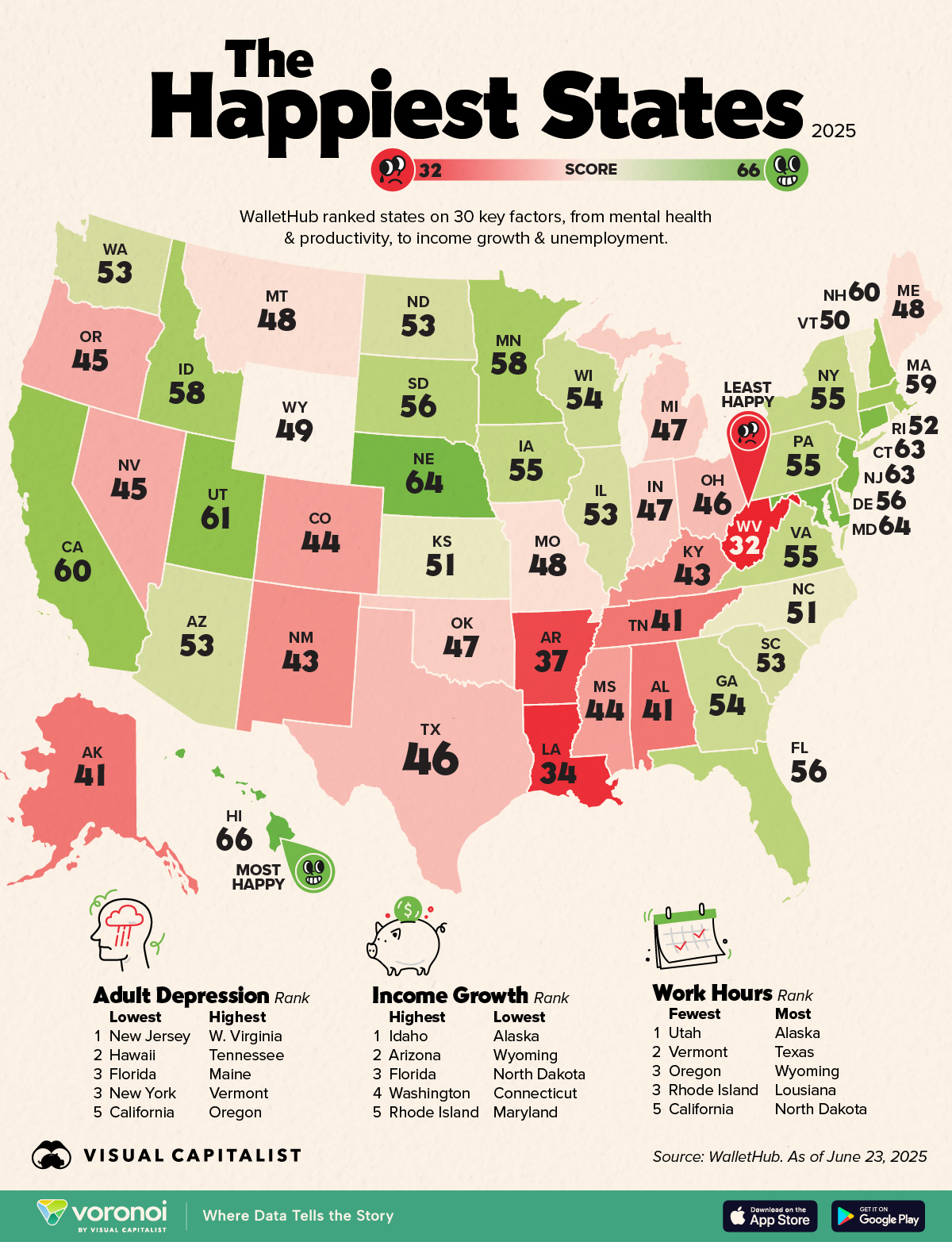 Mapped: America’s Happiest States in 2025 – Visual Capitalist Licensing